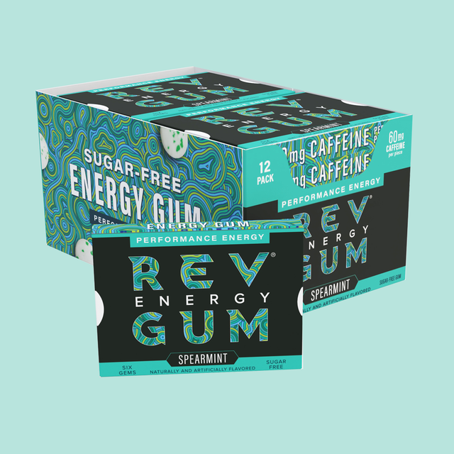 Spearmint Energy Gum — 60mg Caffeine Per Piece | REV Gum
